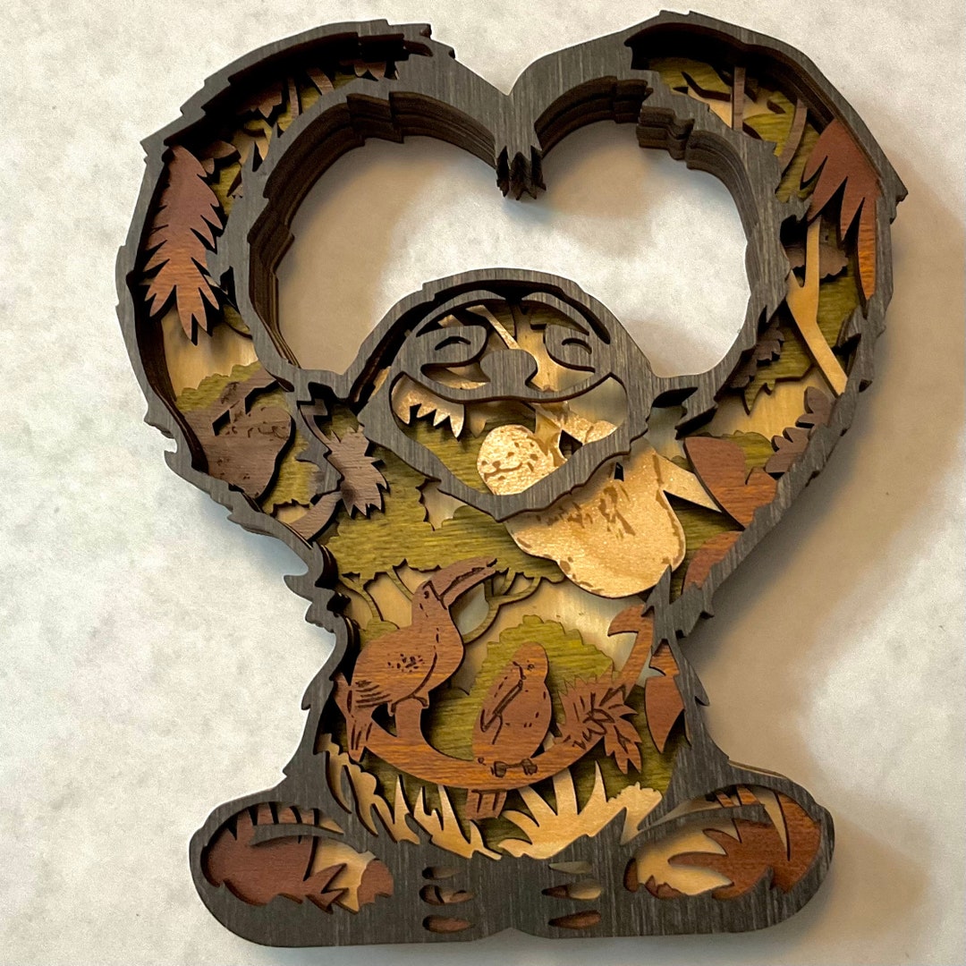 Sloth; 3D Layered Wood Art - Etsy
