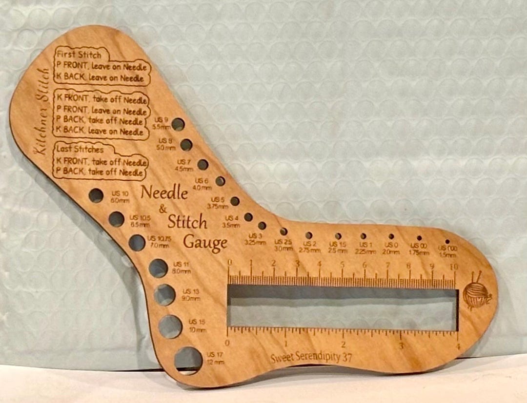 Sock Knitting Tool: Needle Gauge, Stitch Ruler, Kitchner Stitch Guide ...