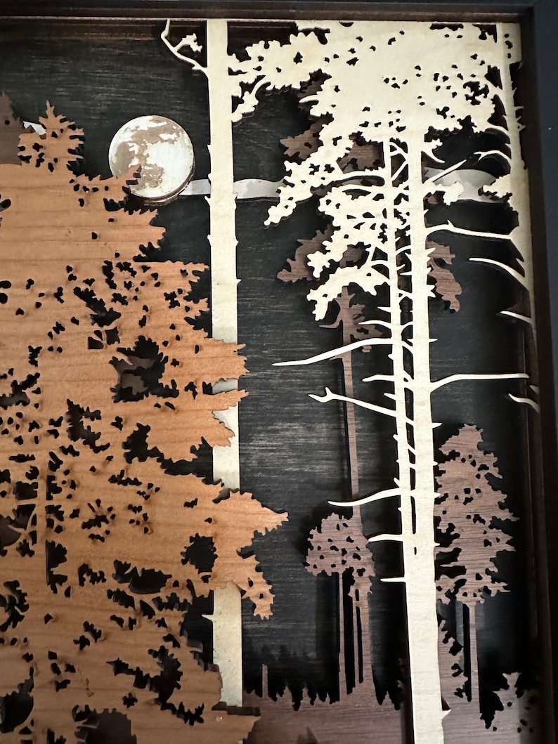 Forest Scene With Wolf; 3D Layered Wood Art - Etsy