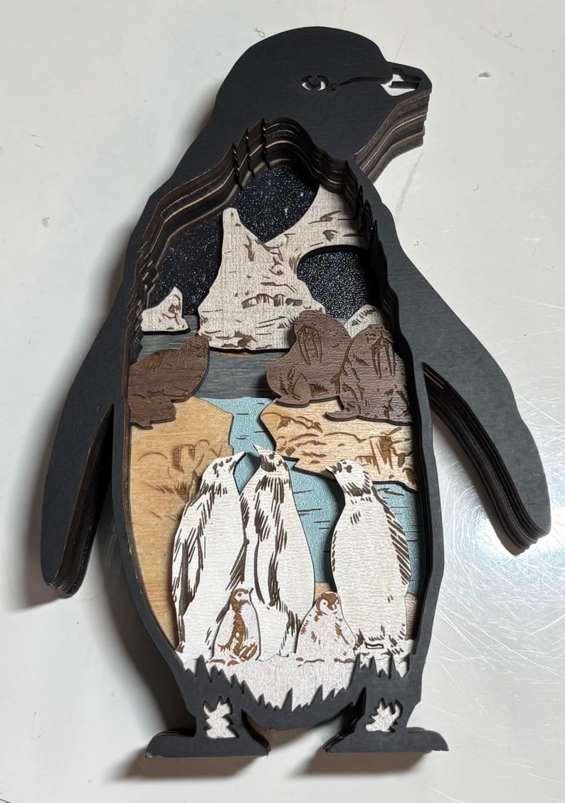 Penguin; 3D Layered Wood Art - Etsy