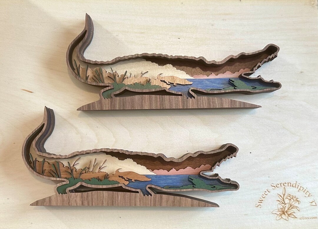 Alligator; 3D Layered Wood Art - Etsy