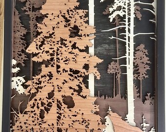 3D Layered Wood Art, Wolf - Etsy