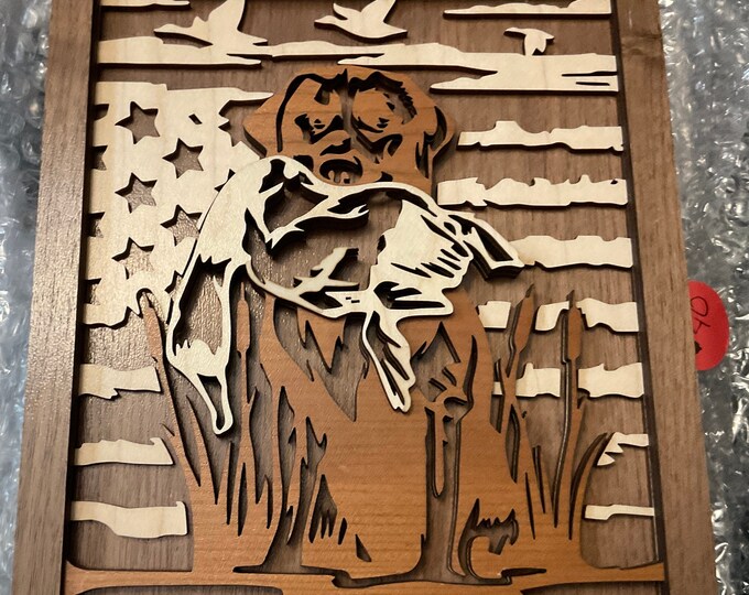 Hunting Dog With Duck; Layered 3D Wood Art - Etsy