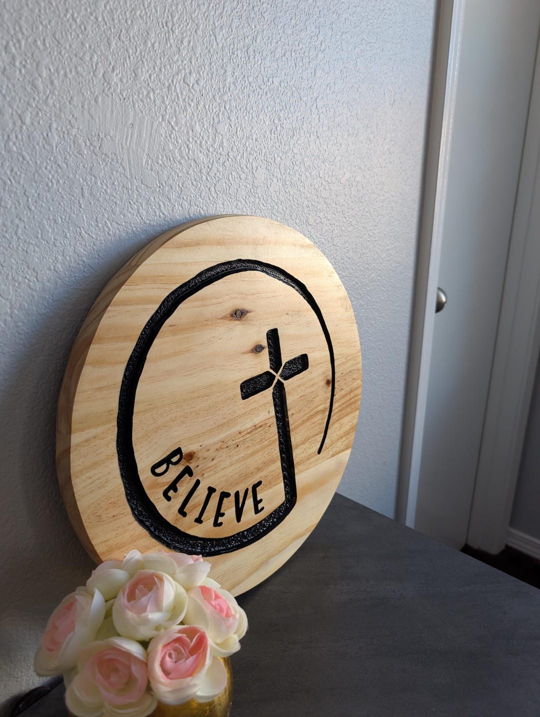 Hand Carved, Believe, Cross - Etsy