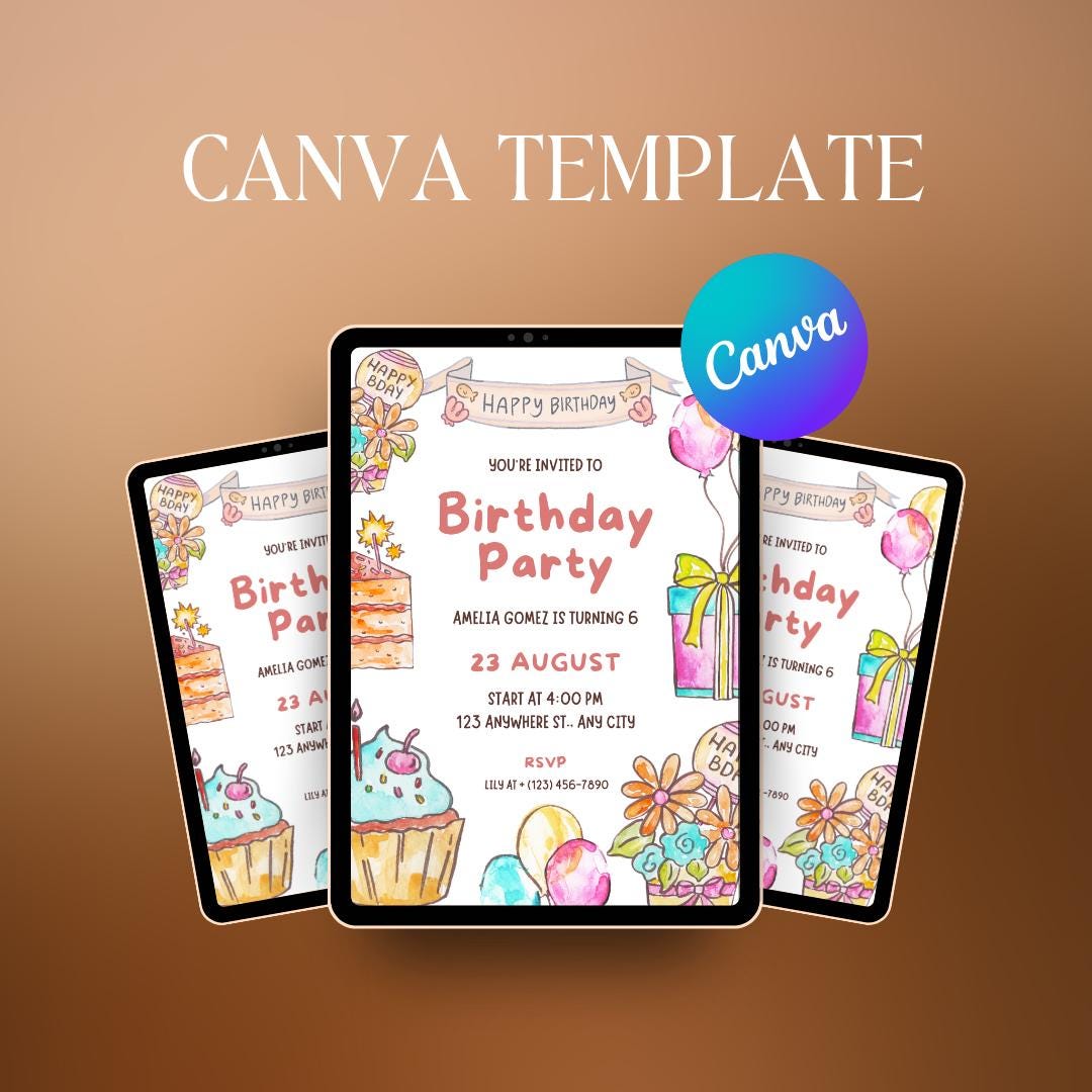 Birthday Invitation | Editable Printable Party Invite | Digital ...