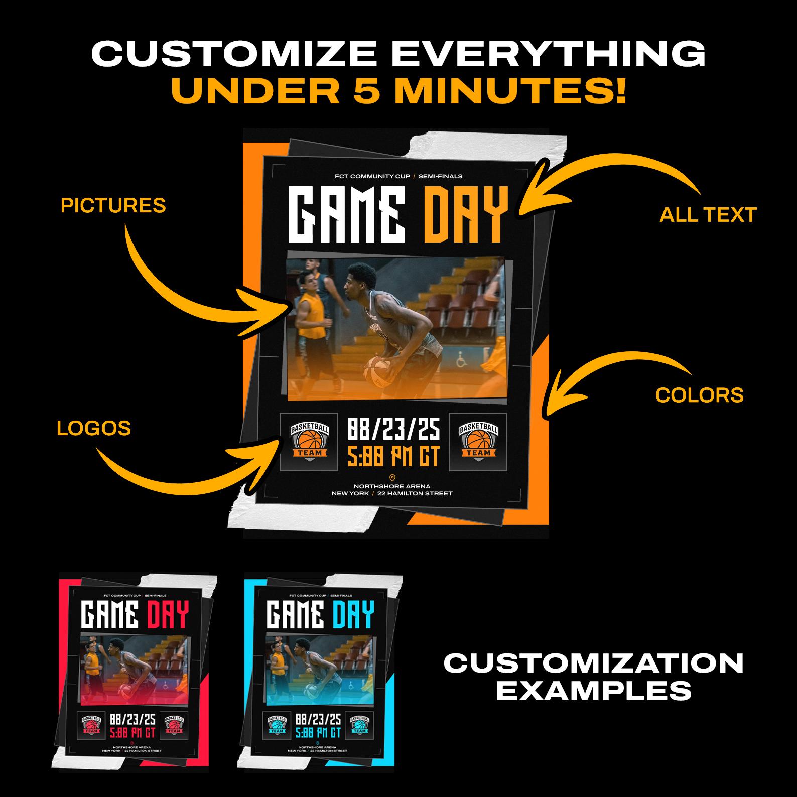 Basketball Social Media Templates - 10 Editable .PSD Graphics ...