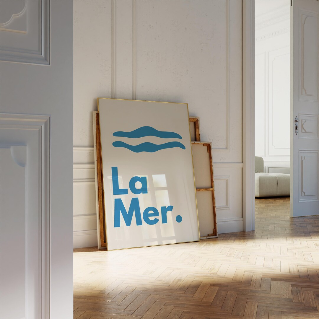 La Mer Wall Art, Minimalist Ocean Poster, Coastal Beach Decor, Blue Sea ...