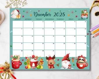 Automated Editable Christmas Calendar 2025 | Printable Holiday Planner ...