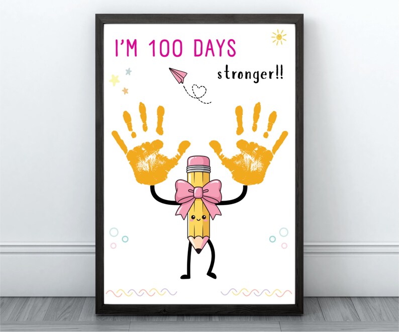 100 Days of School Handprint Keepsake | DIY Art (digital Download) - Etsy