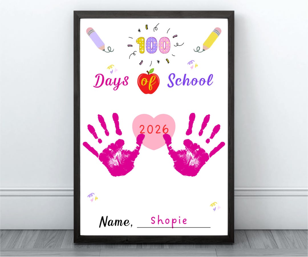 100 Days of School Handprint Art Craft | Preschool & Kindergarten ...