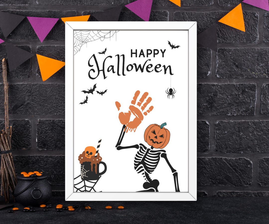 Skeleton Handprint Craft Printable – Halloween Kids Activity Keepsake ...