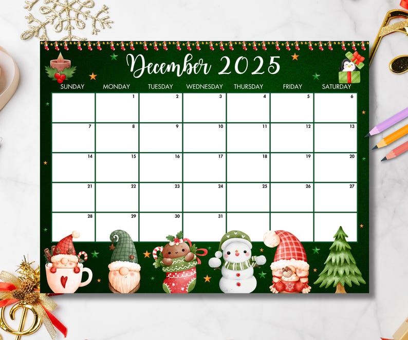 December 2025 Christmas Calendar | Editable Printable Planner (digital ...