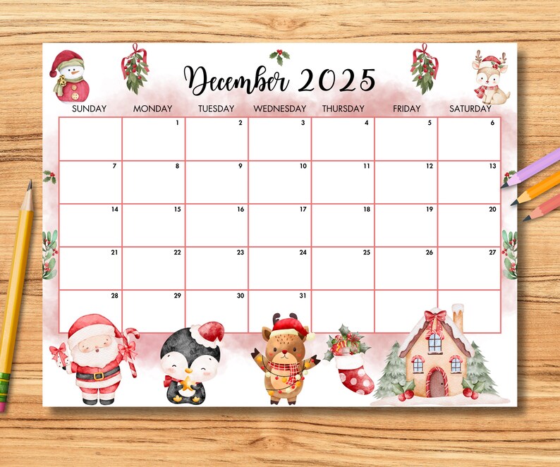 December 2025 Christmas Calendar | Printable Holiday Planner (digital ...