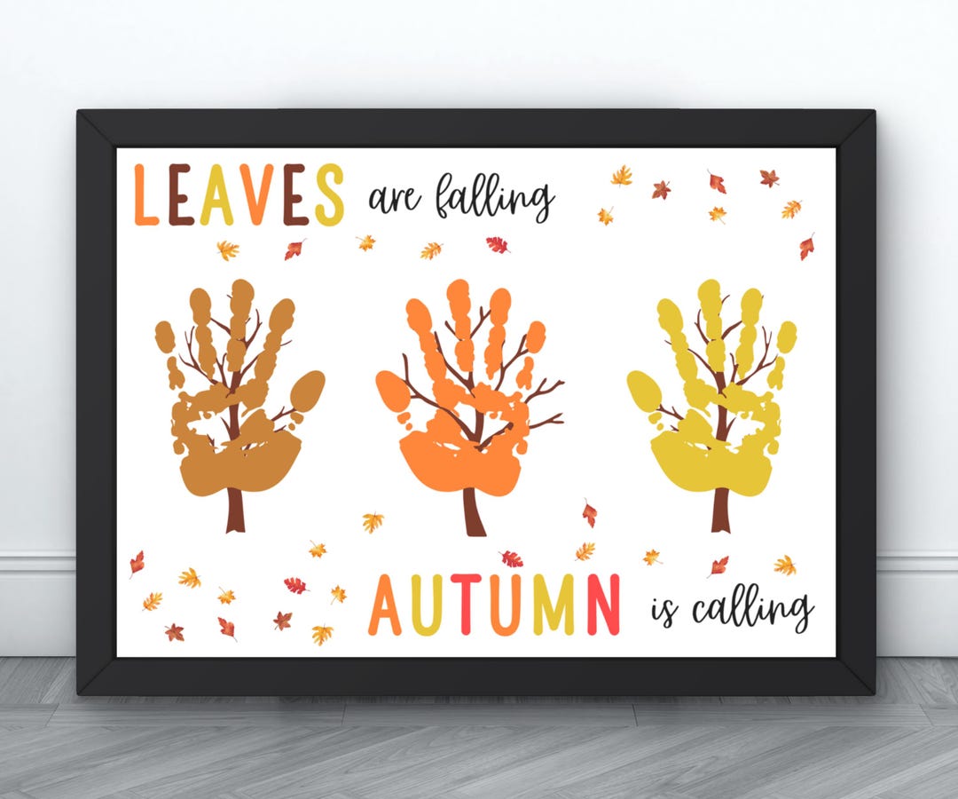 Autumn Handprint Craft: Leaves Are Falling Keepsake (PDF & JPG) - Etsy