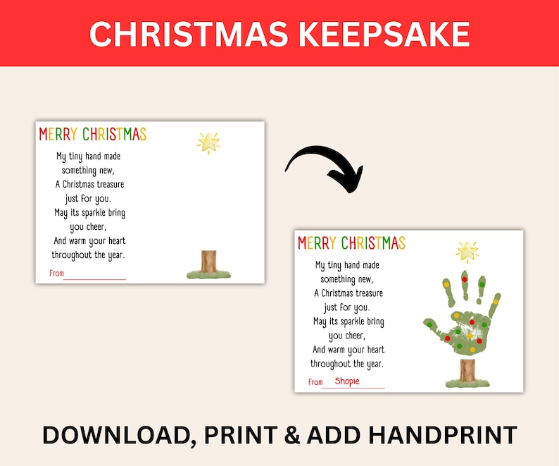 Christmas Tree Handprint Poem, DIY Kid's Craft (digital Download) - Etsy
