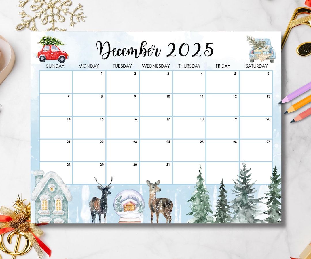 Editable December 2025 Calendar – Christmas Theme, Printable Planner ...