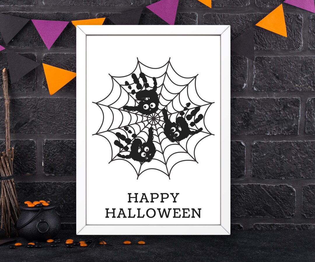 Spider Web Handprint Craft Printable, Halloween Kids Art (digital ...