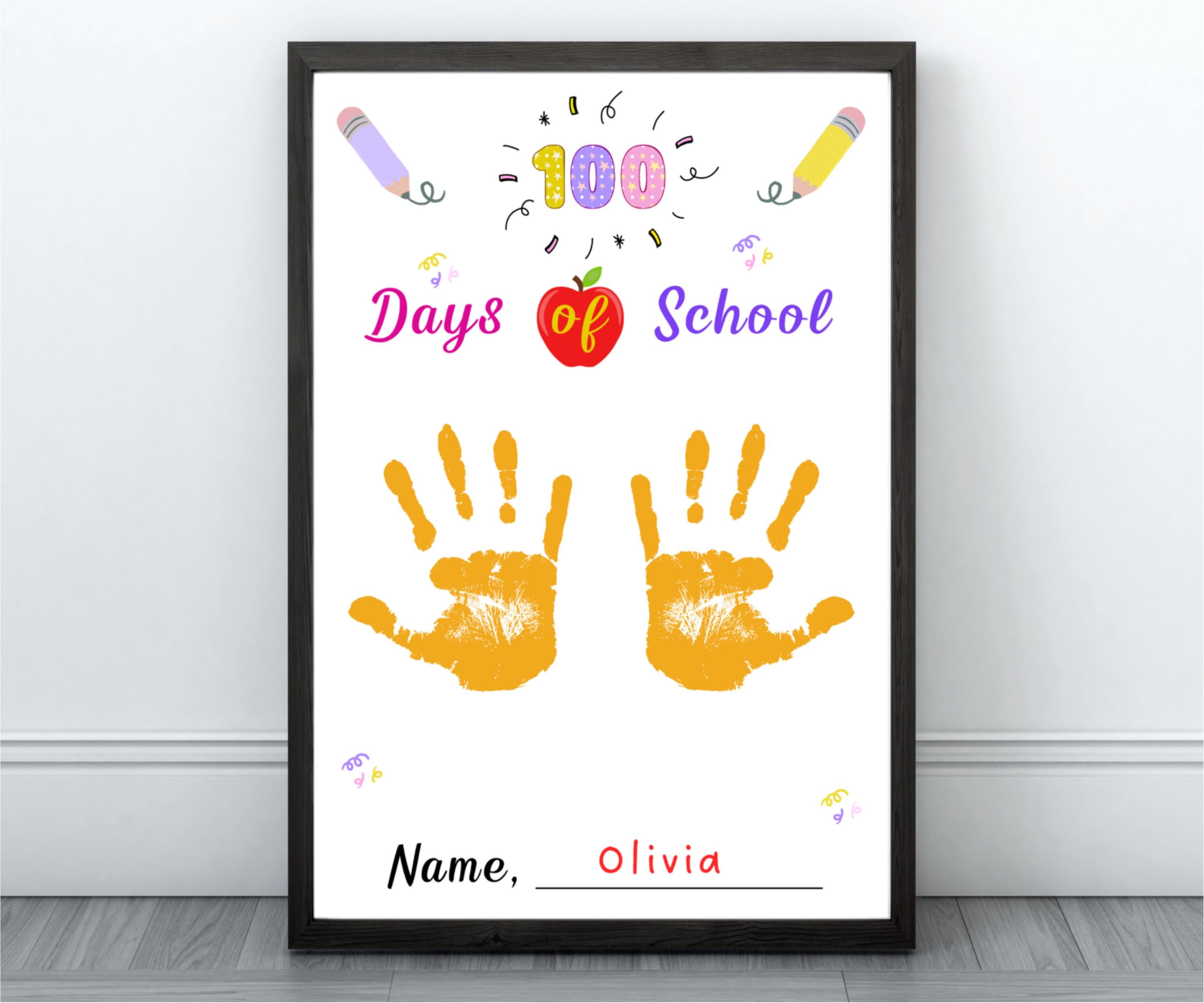 100 Days of School Handprint Art Craft | Preschool & Kindergarten ...