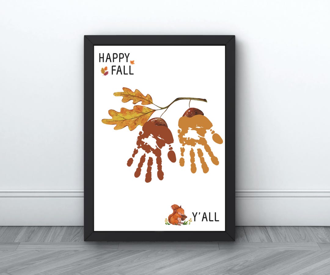 Fall Handprint Art: Acorn Handprints Keepsake (printable Template) - Etsy