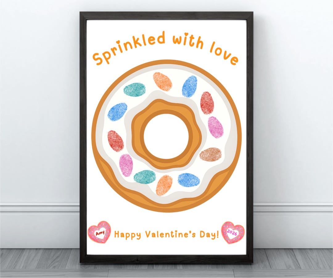 Donut Valentine Handprint Art | Valentine's Day Fingerprint Craft ...