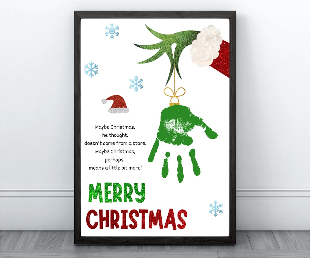 Grinch Christmas Handprint Craft Kids DIY Holiday Art Printable Baby ...