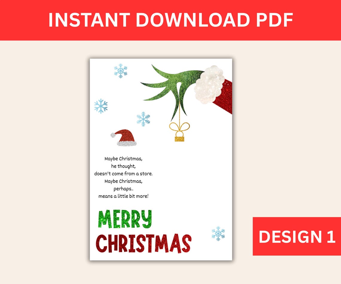 Grinch Christmas Handprint Craft Kids DIY Holiday Art Printable Baby ...