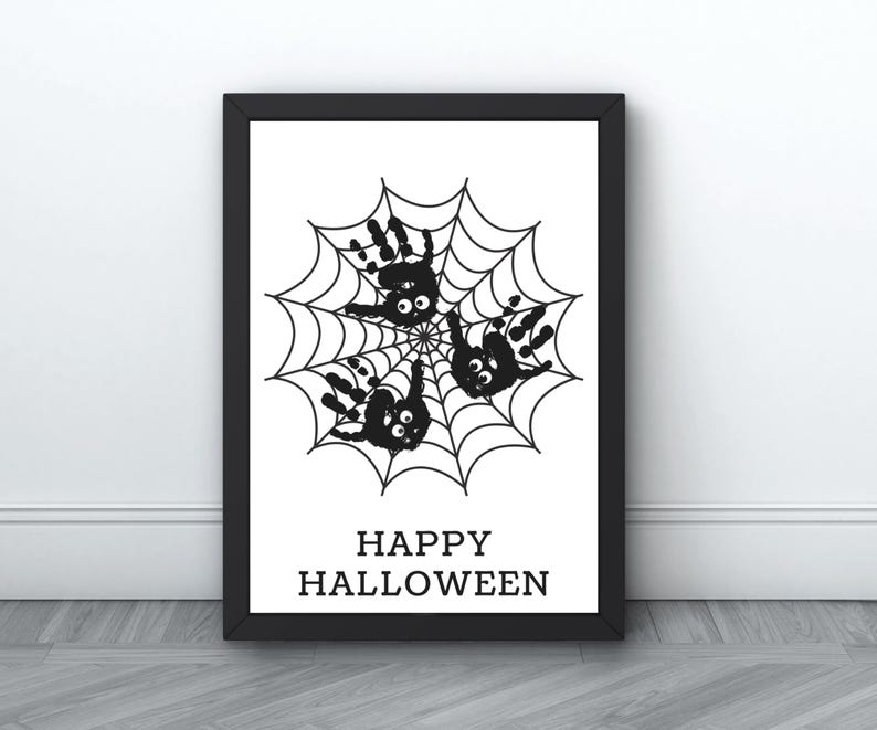 Spider Web Handprint Craft Printable, Halloween Kids Art (digital ...
