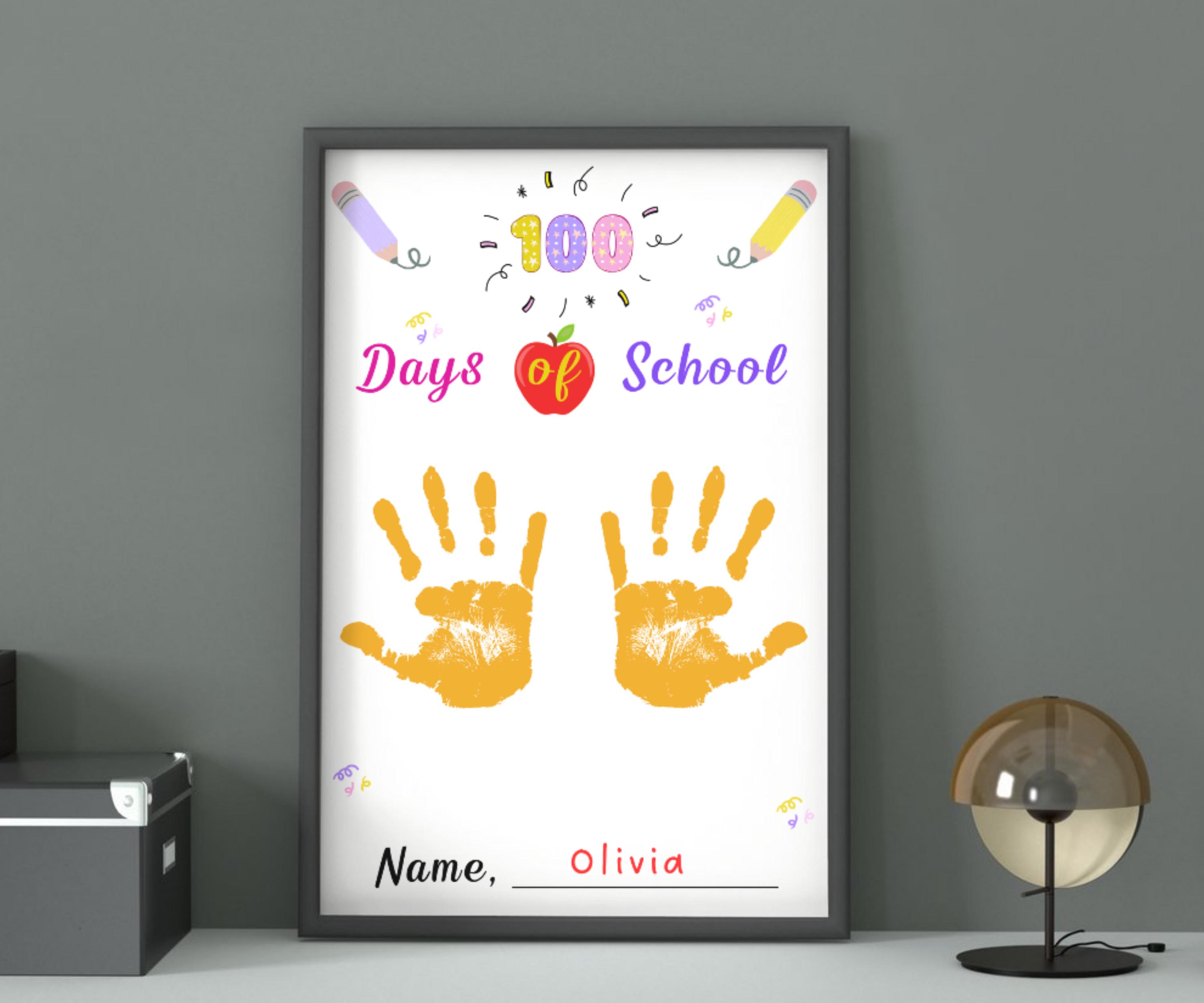 100 Days of School Handprint Art Craft | Preschool & Kindergarten ...