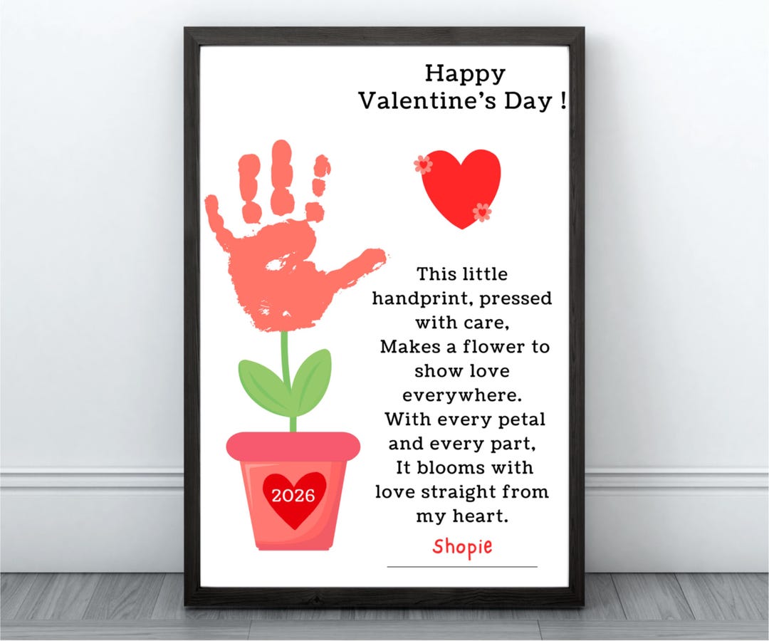 Handprint Flower Valentine Craft for Children, Kids Love Poem Craft ...