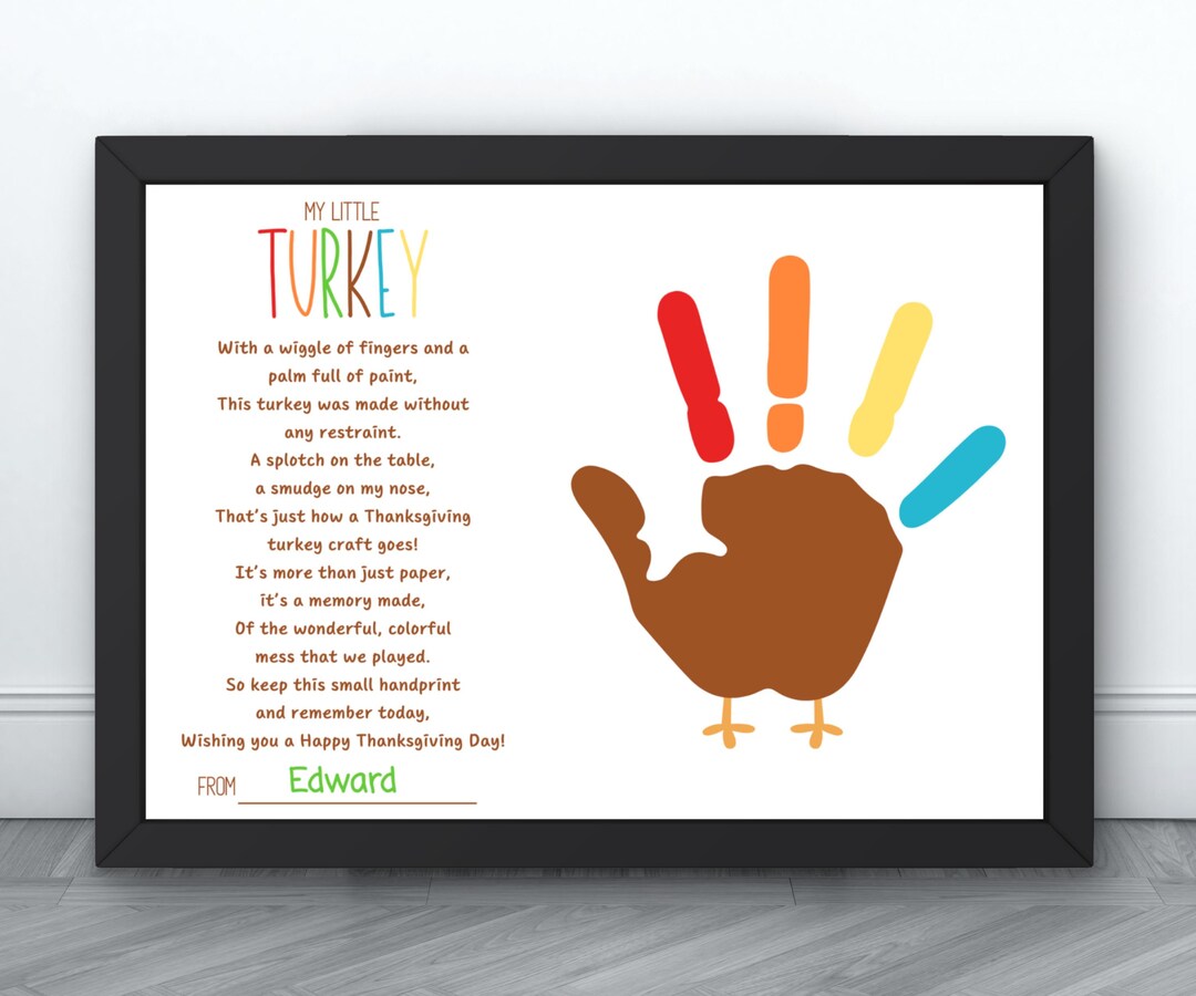Thanksgiving Turkey Poem Handprint Craft : Kids Keepsake Printable ...