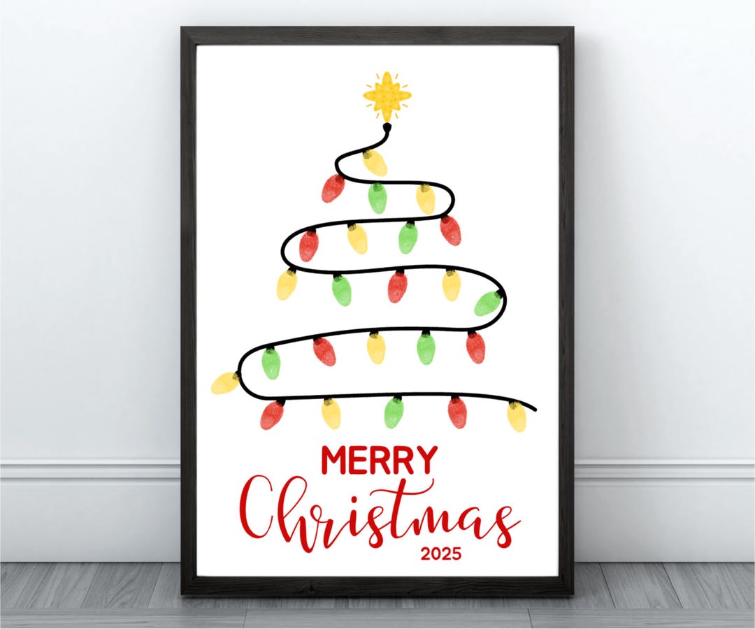 Christmas Fingerprint Craft, Christmas Keepsake Printable Art (digital ...