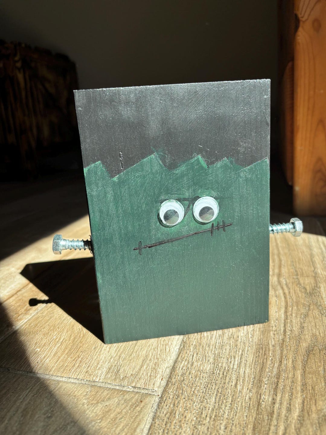 Handmade Wooden Frankenstein Decor – Small Green & Black Shelf ...