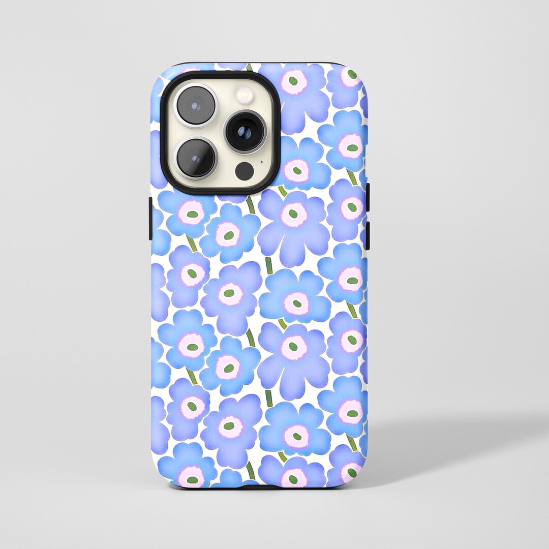 Cute Blue Unikko Floral Phone Case,retro Scandinavian Design,abstract ...