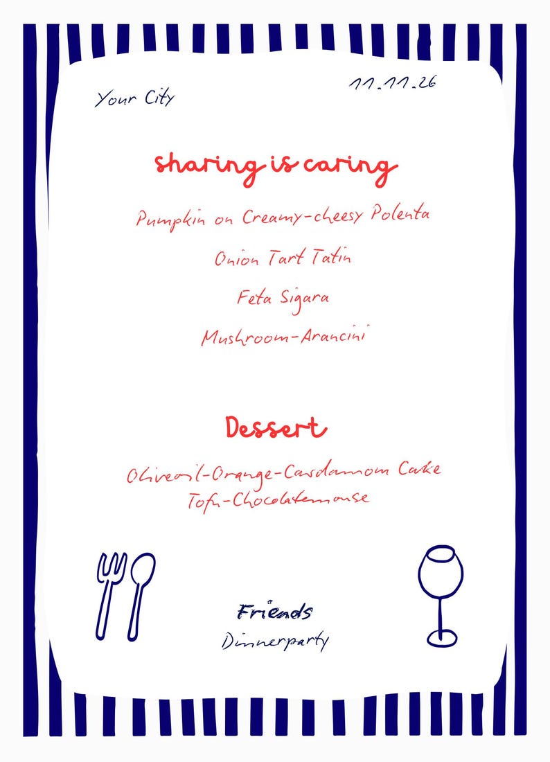 Editable Dinner Party Menu Template | Modern Hosting Card (digital ...