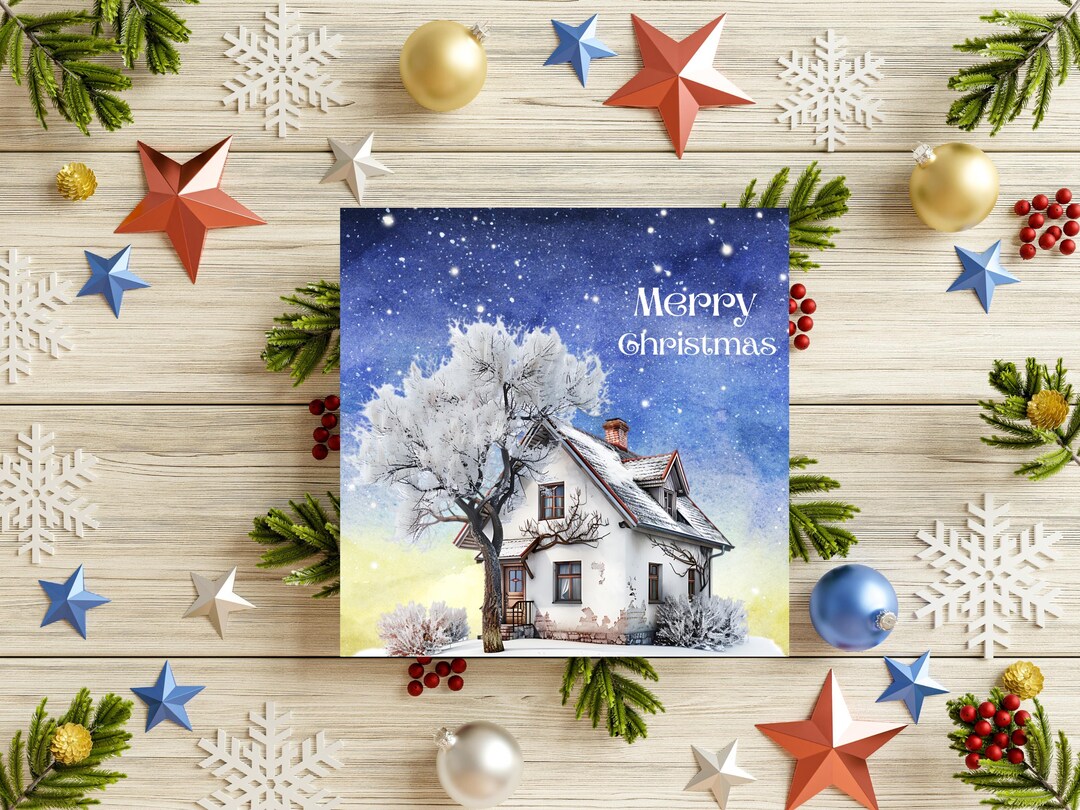 Winter Landscape Christmas Card Set | 13 Holiday Cards (digital ...