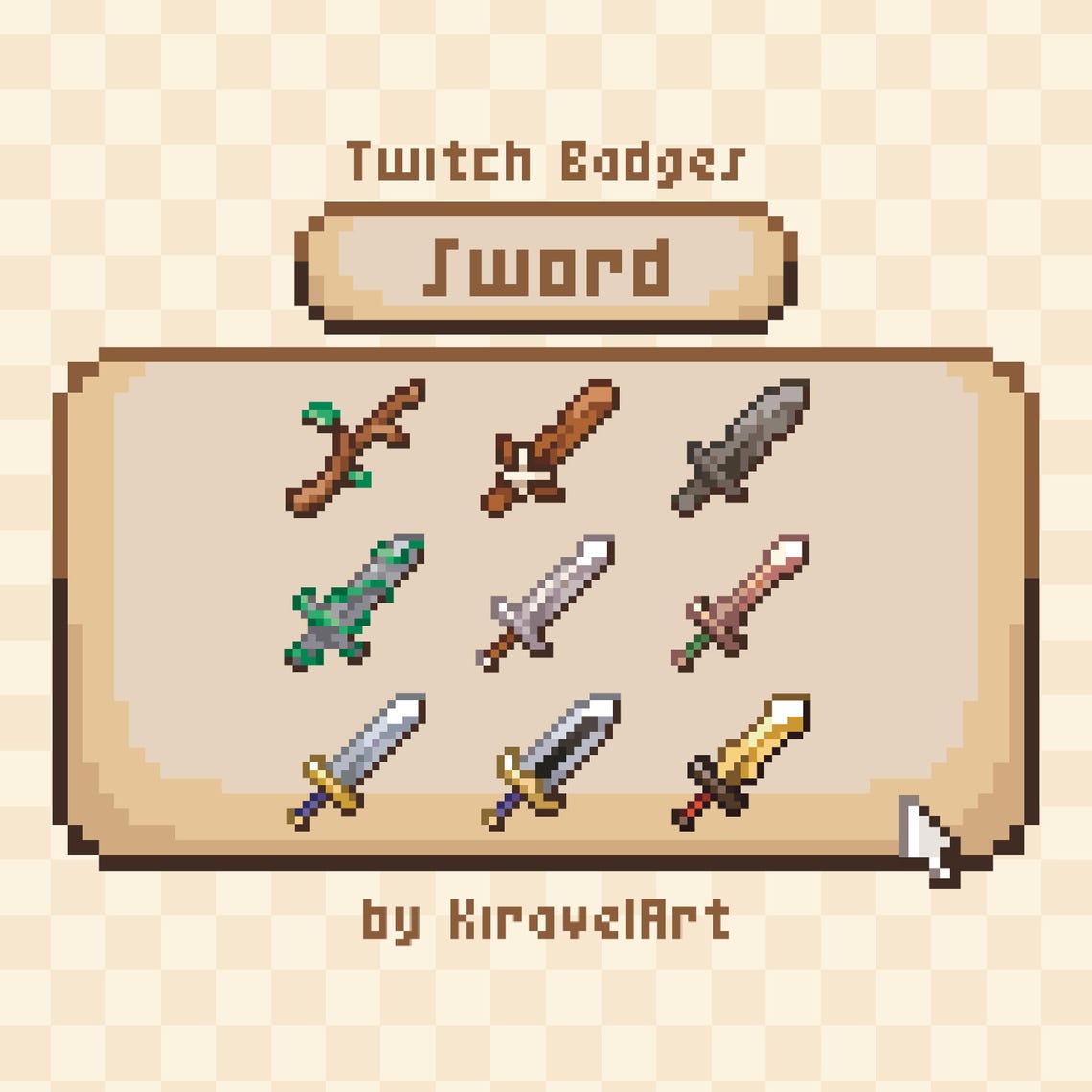 Pixel Art RPG Sword Twitch Badges: Premade Streaming Assets, RPG Stream ...