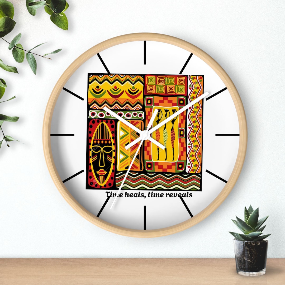 African Print Wall Clock: Cultural Home Decor Art, Vibrant Colors - Etsy
