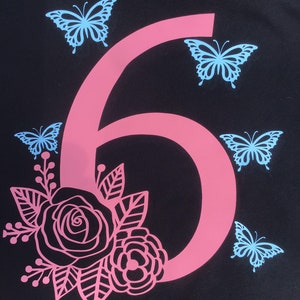 Butterfly Birthday Shirt, Choice of Number,butterfly and Flower ...