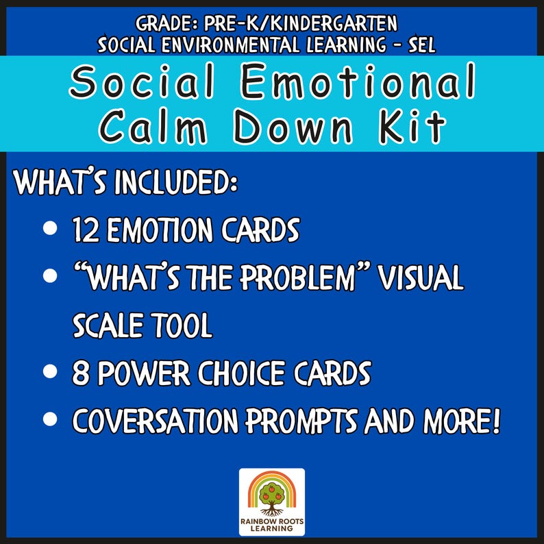 3 Part Calm Down Corner Activity Pre-k to Early Elementary Social ...
