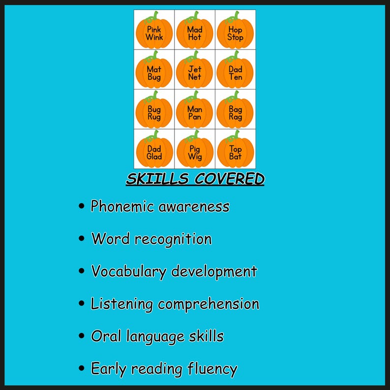 Pumpkin Rhyming Game Fall Literacy Center Activity Phonological ...