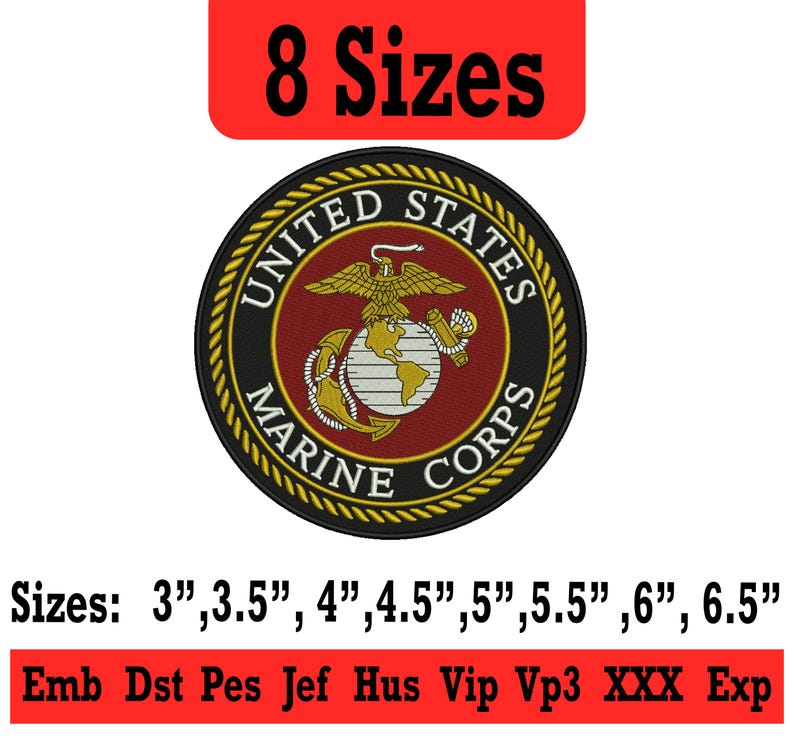 USMC Embroidery Design – Marine Corps Logo, 8 Sizes (instant Download ...