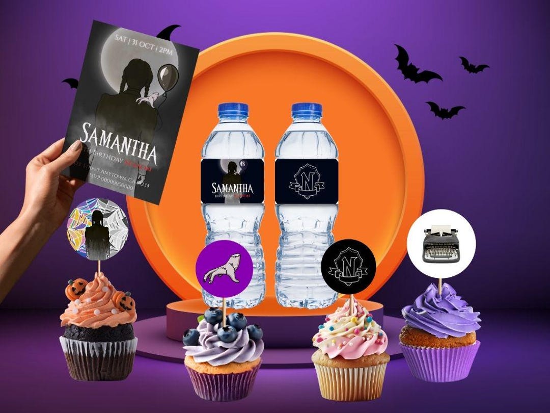 Wednesday Addams Birthday Pack – Printable & Editable Party Decoration ...
