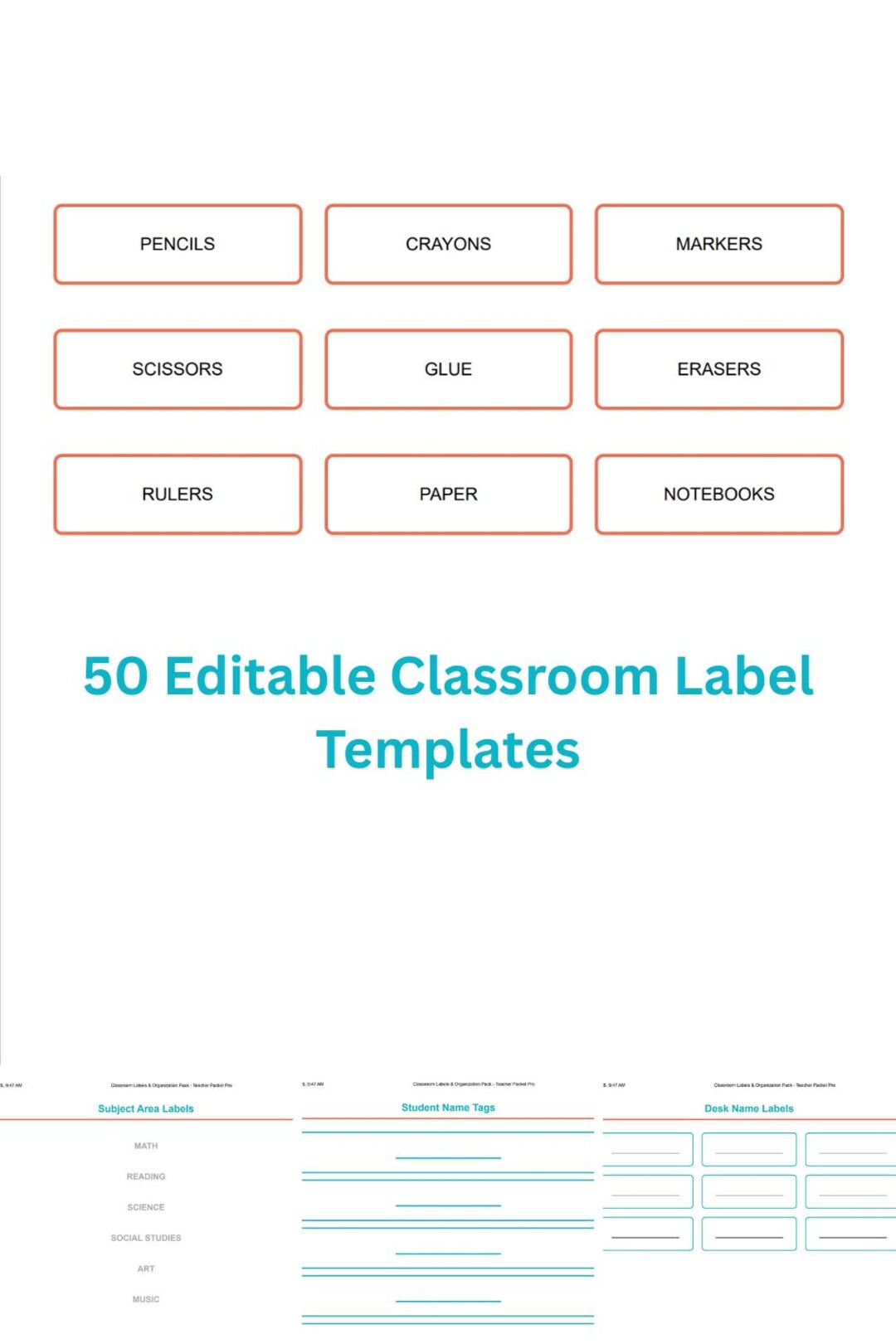 Classroom Labels & Organization Pack - 50+ Editable Templates for ...
