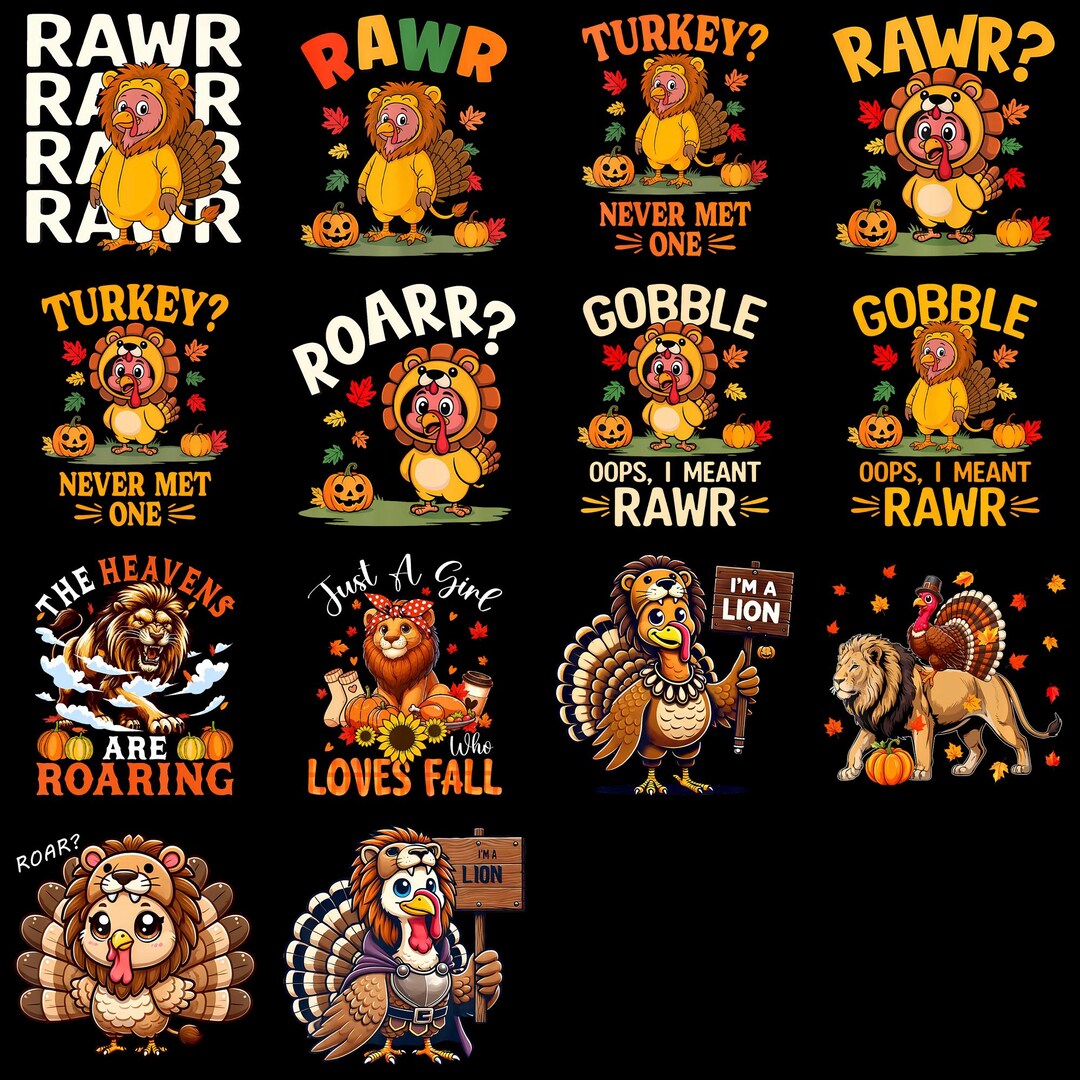 Turkey Lion PNG, Funny Animal Mashup Thanksgiving Clipart, Holiday ...