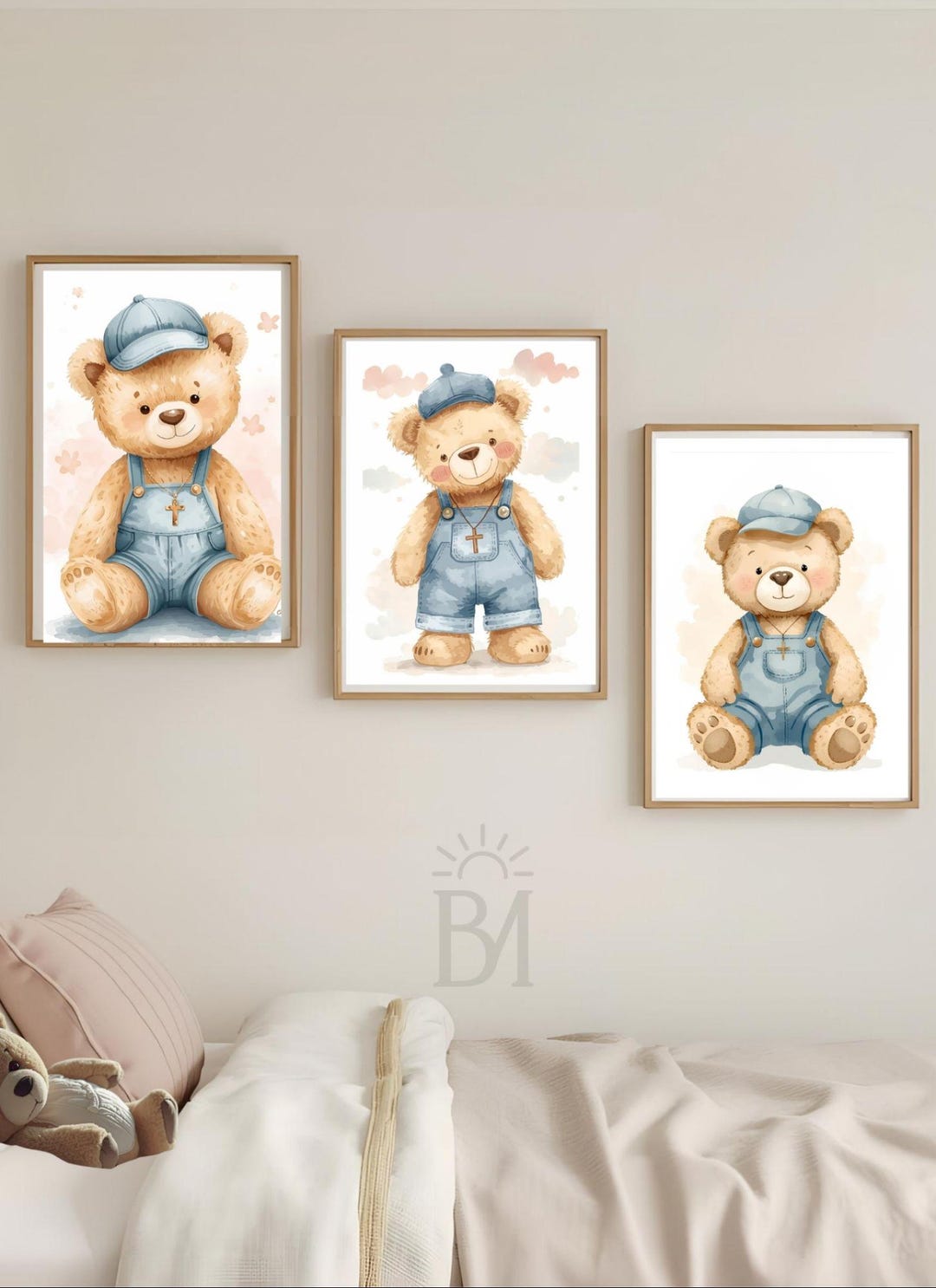 Faith Bear Nursery Art: Christian Teddy Bear Bible Verse (digital ...
