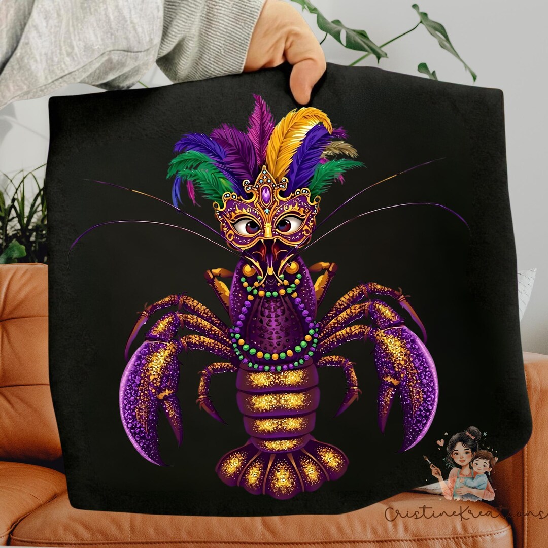 Glitter Mardi Gras Crawfish Mask PNG, Louisiana Carnival Clipart ...