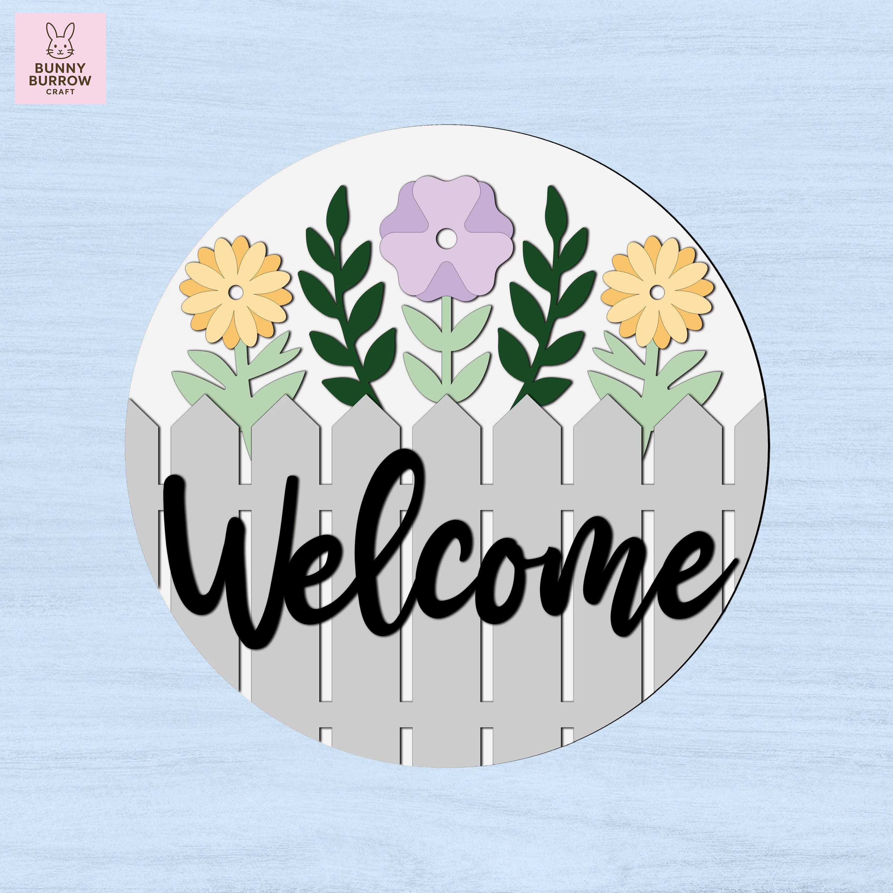 Flowered Fence Welcome DIY Kit – DIY Door Decor – Paint Your Own Sign ...