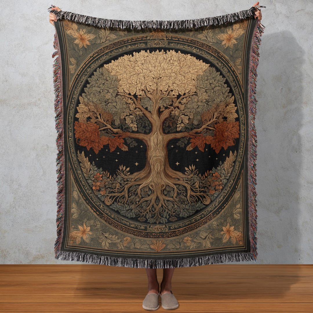 Tree of Life Woven Cotton Blanket: Sacred Geometry Tapestry - Etsy