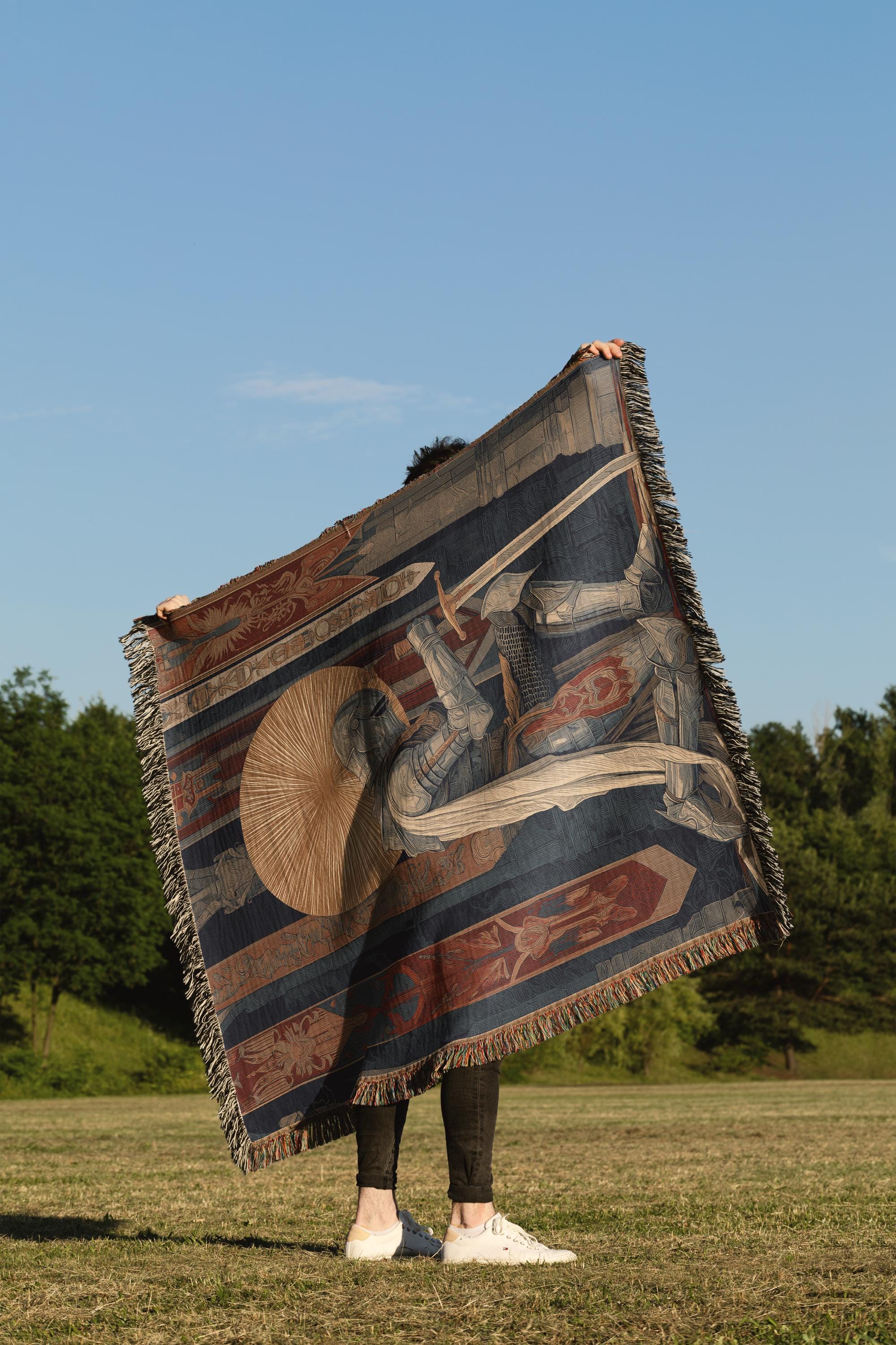 Medieval Knight Woven Blanket, Gothic Fantasy Tapestry, Chivalry Wall ...