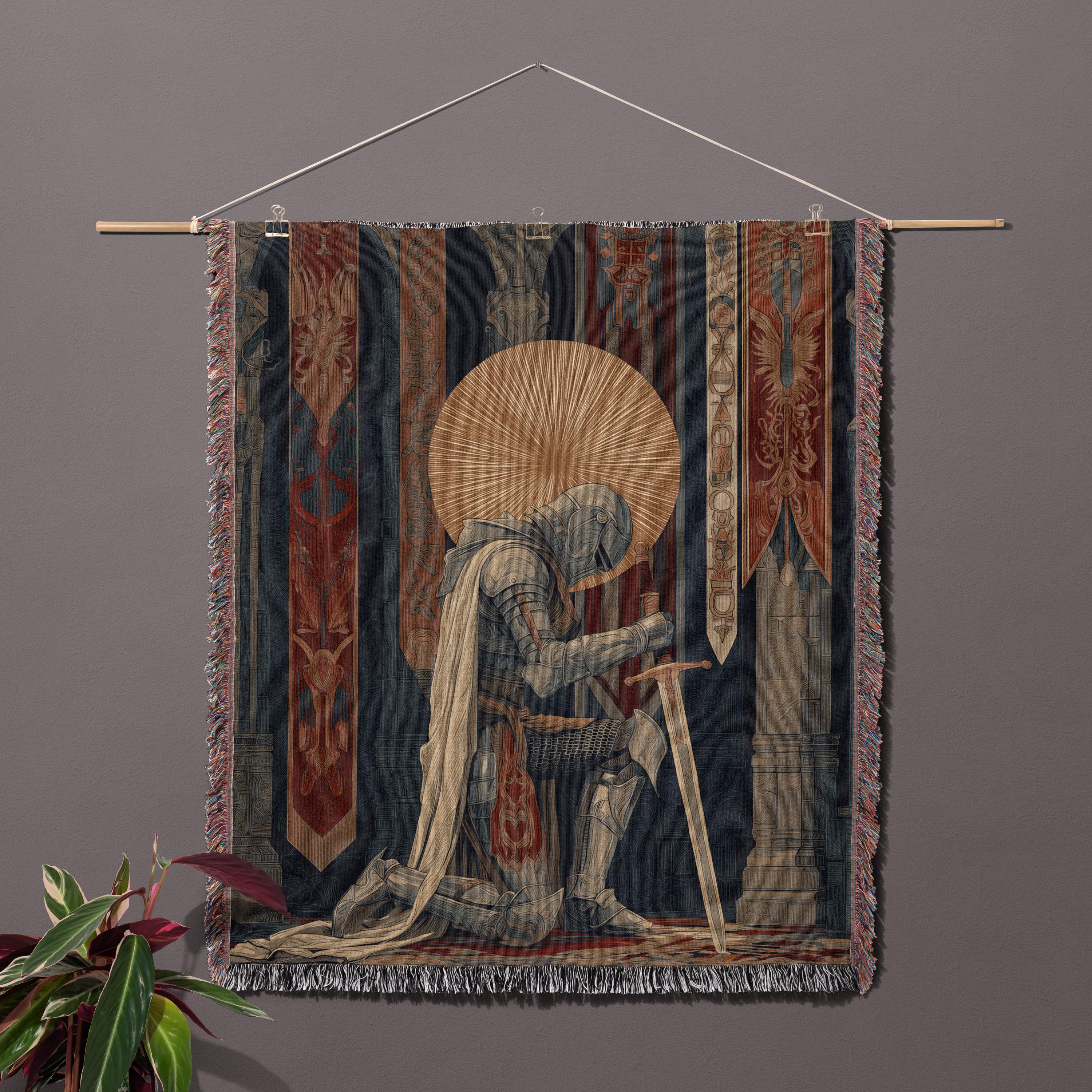 Medieval Knight Woven Blanket, Gothic Fantasy Tapestry, Chivalry Wall ...